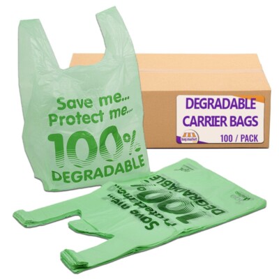 Large Oxo-Degradable Bio Plastic Carrier Bags - Heavy Duty - Reusable ...