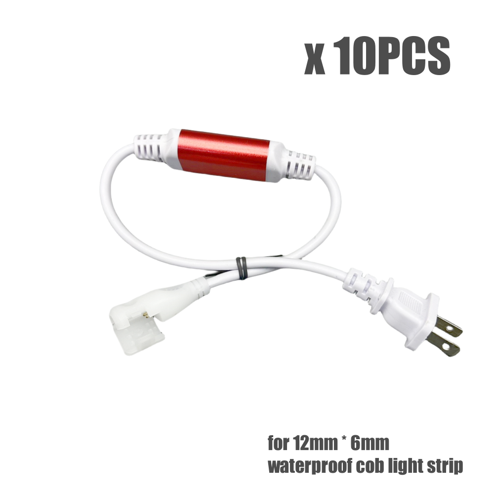 10pcs 110V US Plug Power Cord 12mm*6mm Waterproof Light Strip Connector ...