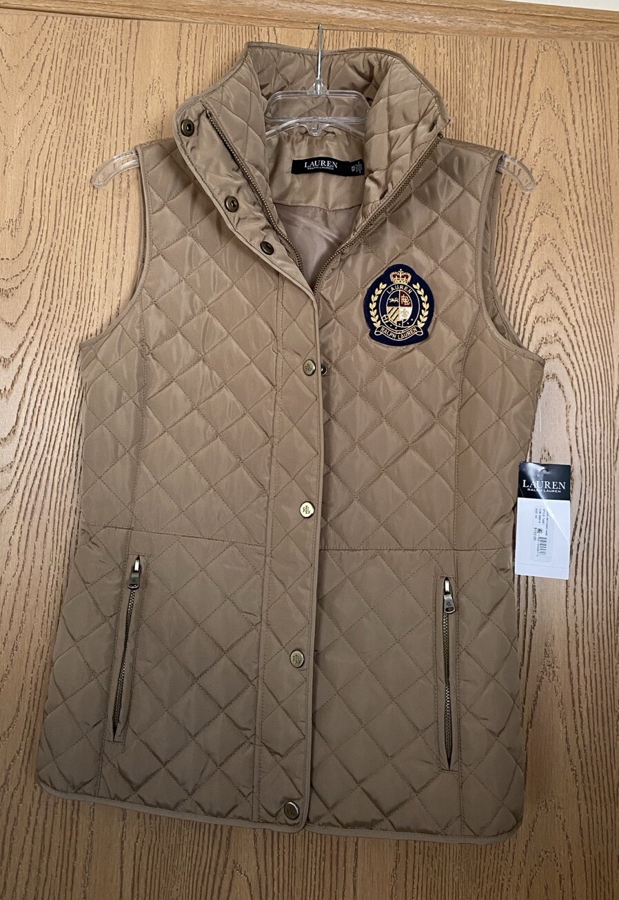 *NWT* RALPH LAUREN Quilted Crest High Neck Vest CAMEL Sz XS | eBay