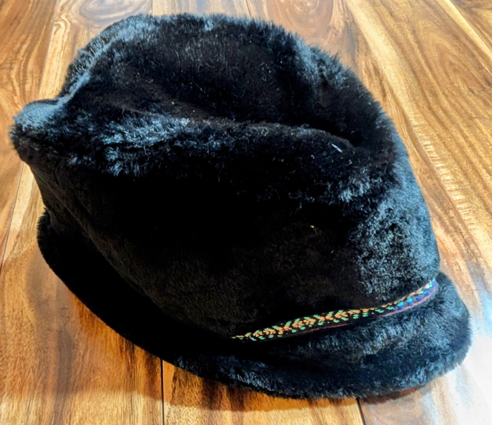 Men’s Vintage Faux Fur Hat Fedora Brown Fez Black Cla… - Gem