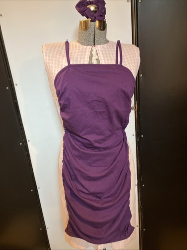 NWT Purple polyester baloney skin bodyCon dress w shirring mini SEXY ...