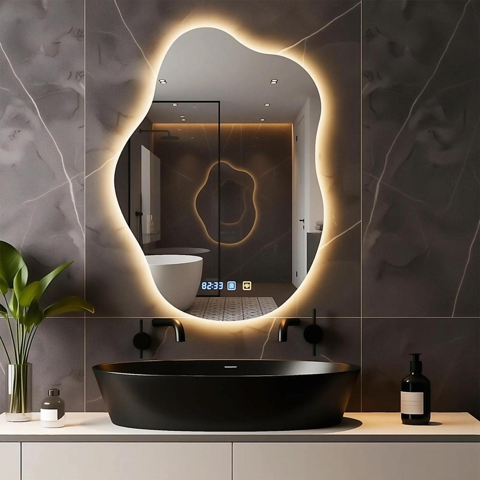 70*50CM Illuminated Bathroom Mirror LED Light Demister Touch Sensor ...