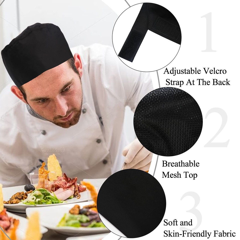 Chef Hats for Men Women Chef Beanie Chef Caps for Men Black4 Pieces | eBay