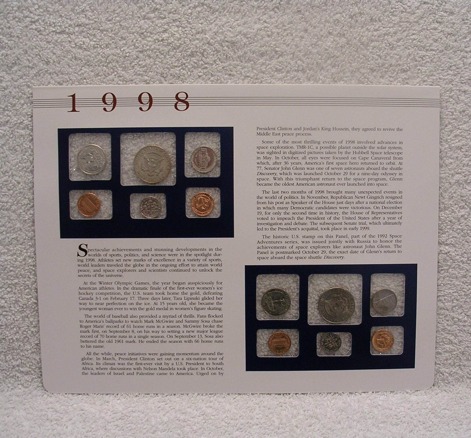 1998 Uncirculated Mint Sets - Postal Commemorative Society Coin Stamp ...