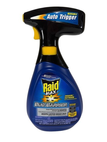 Raid Max Bug Barrier Indoor Outdoor Pest Spray 30 Oz with Reusable Auto ...
