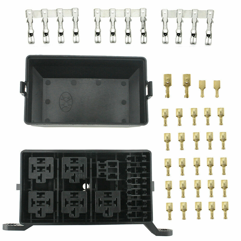 12-Slot Relay Box 6 Relays 6 ATC/ATO Standard Fuses Holder Block ...