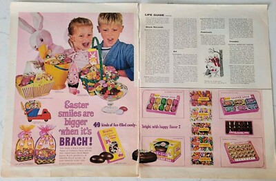 1964 Brach's chocolate Easter eggs jelly beans candy children rabbit ad ...