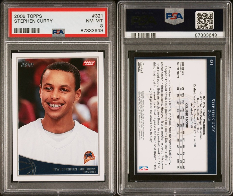 2009-10 Topps #321 Stephen Curry Warriors RC Rookie PSA 8 NM-MT Steph ...