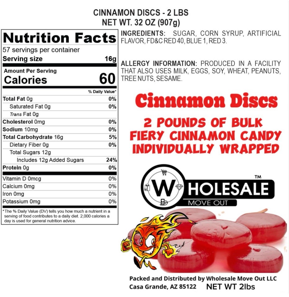 Cinnamon Discs Candy Bulk 2 Pound Bag Of Fiery Hard Candy Individually ...