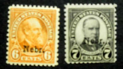 MNHog 1929 - 2 Nebraska Overprints #675 6c & #676 7c (Margins) VERY ...