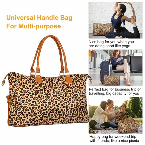 Women Weekend Overnight Bags Canvas Leather Duffle Bag Travel Tote ...