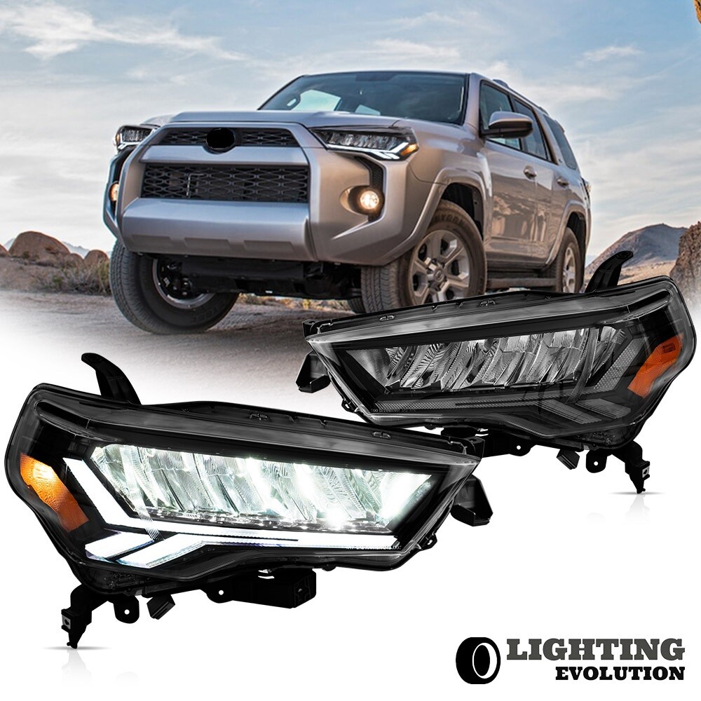 LED Reflector Headlights For 2014-2022 Toyota 4Runner Black LED DRL W ...