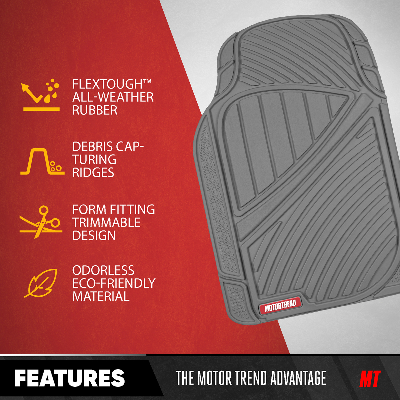 Gray FlexTough All Weather HD Rubber Mats Package - 4pc Floor Liners ...