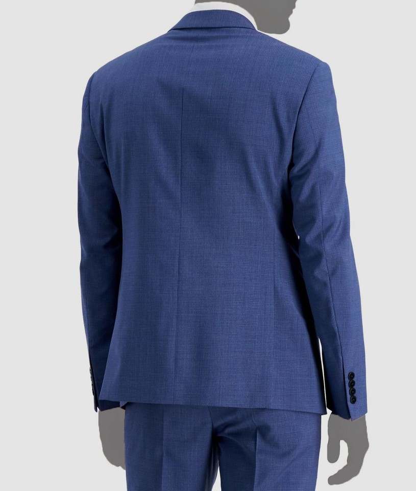 $475 Armani Exchange Men's 44L Blue Slim-Fit Micro Check Blazer Suit ...