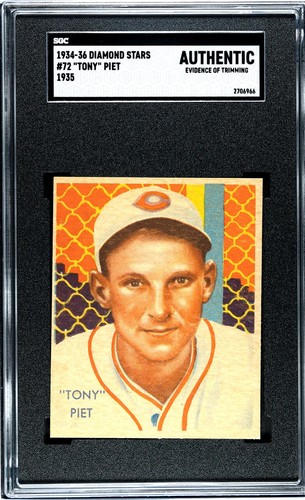 1934-36 National Chicle Diamond Stars - R327 #72 Tony Piet for sale ...