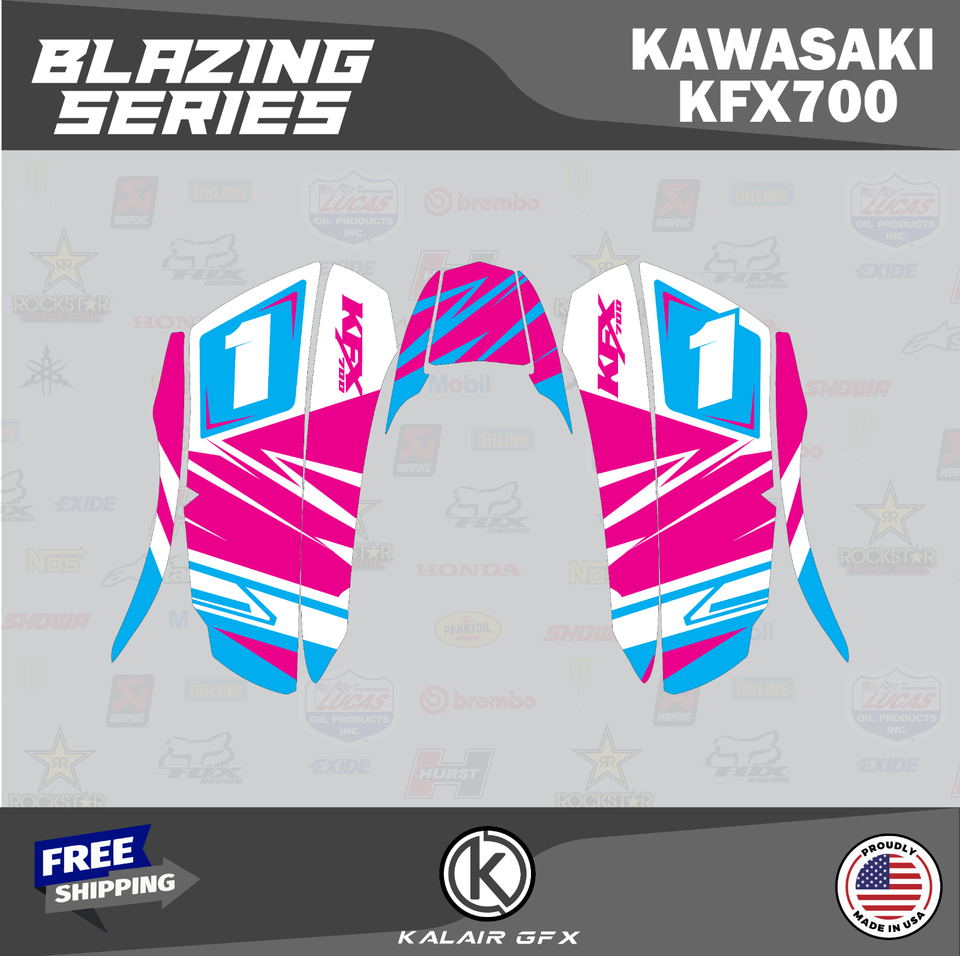 Graphics Kit for KAWASAKI KFX 700 KFX700 Blazing Series - Magenta 16 ...