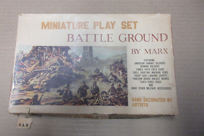 Marx Miniature Battle Ground Playset with Mat, Some Figures and ...