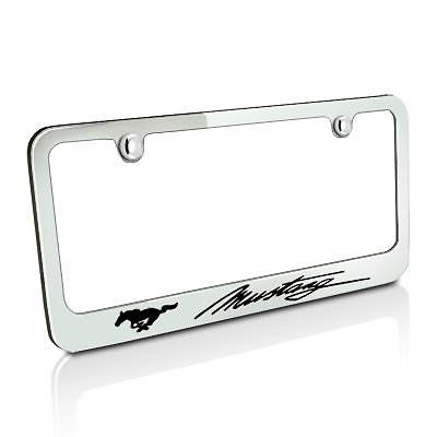 Ford Mustang Script Chrome Metal License Plate Frame | eBay