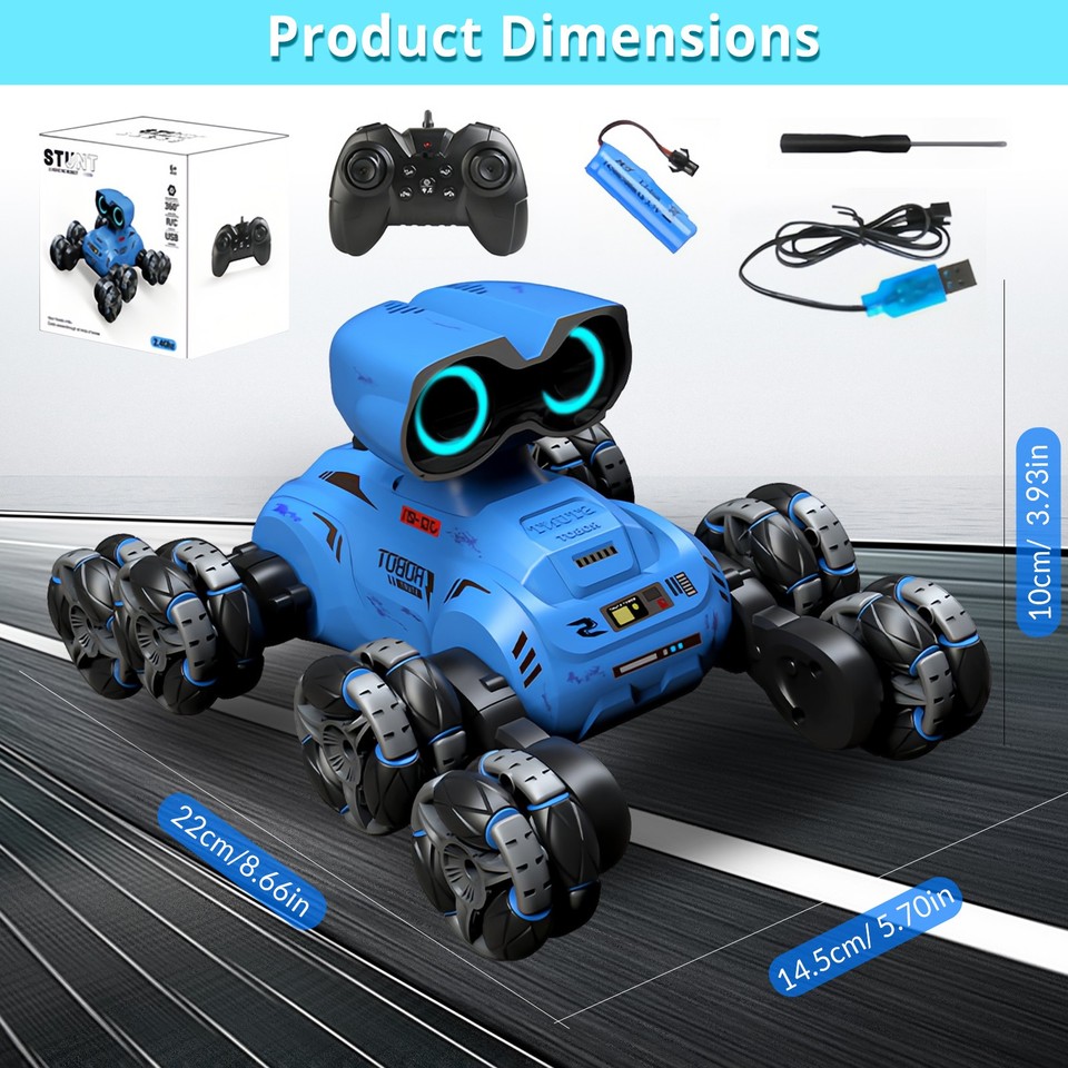 Remote Control Car Rechargeable Robot RC Stunt Cars Toys for Ages 5-7 ...