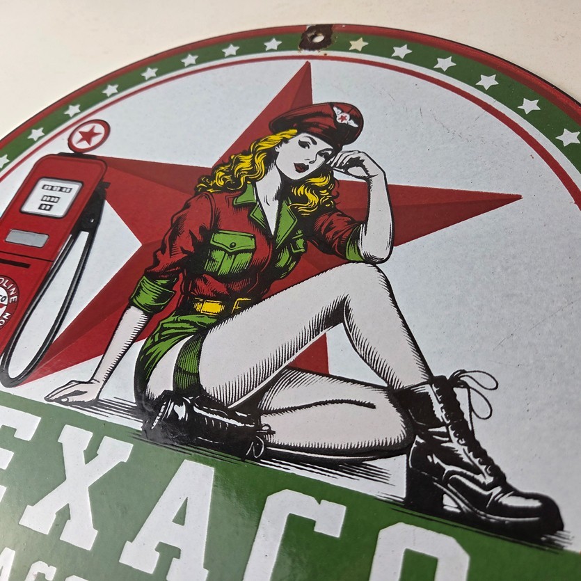 Vintage Texaco Gasoline Gas Pump Sign - Filling Station Attendant ...