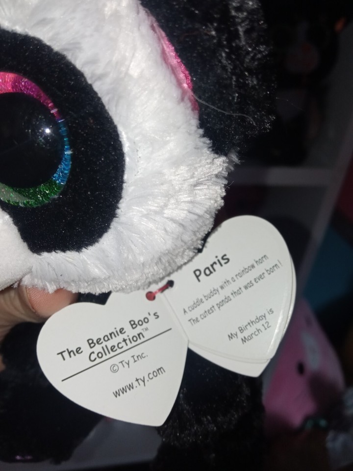 Rare TY Beanie Boo Boos Paris The Uni Panda Claire's Exclusive 6" Soft ...