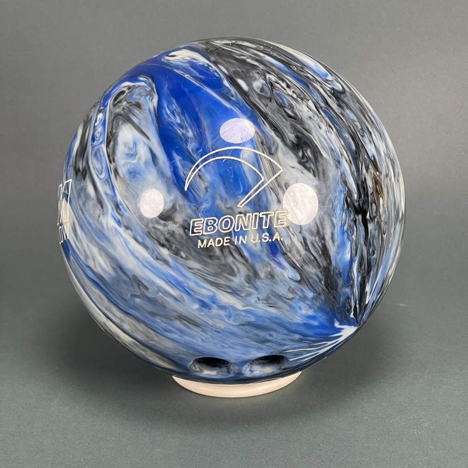 Vintage Ebonite Zoom Glow 10 LB Bowling Ball Blue Black White Swirl ...