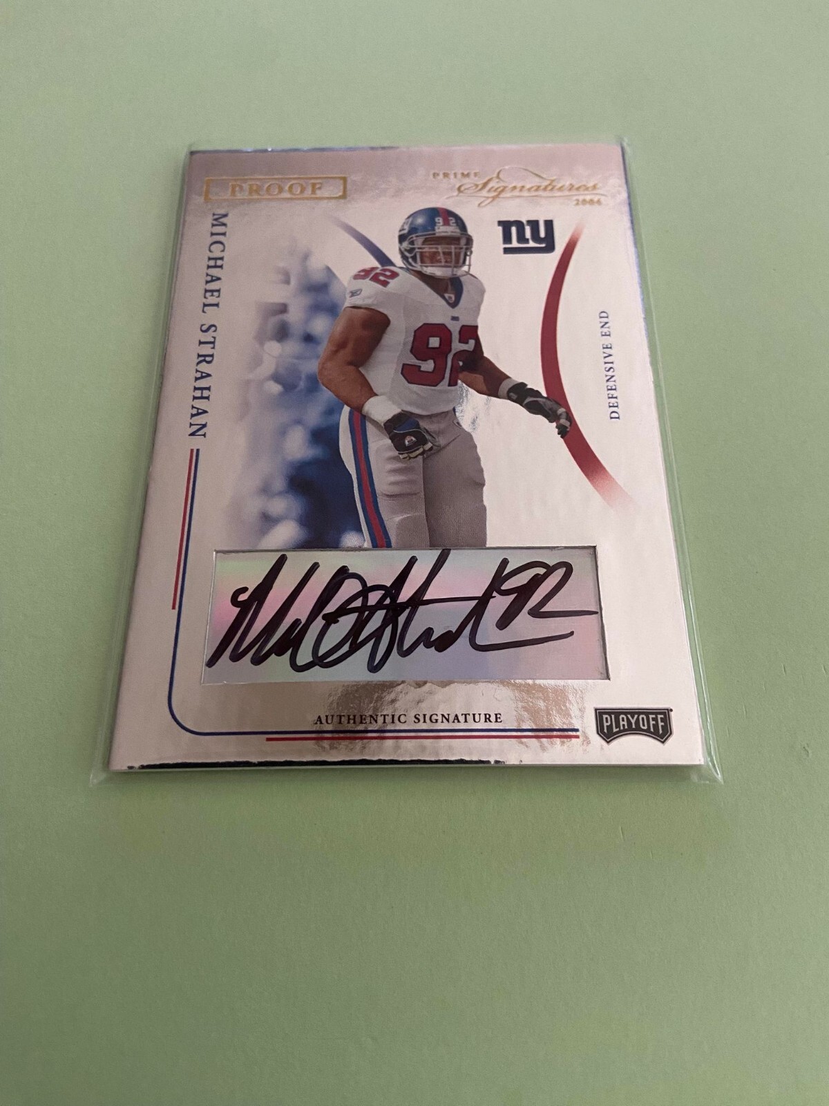 2004 PLAYOFF PRIME SIGNATURES SILVER PROOF MICHAEL STRAHAN AUTOGRAPH #D ...
