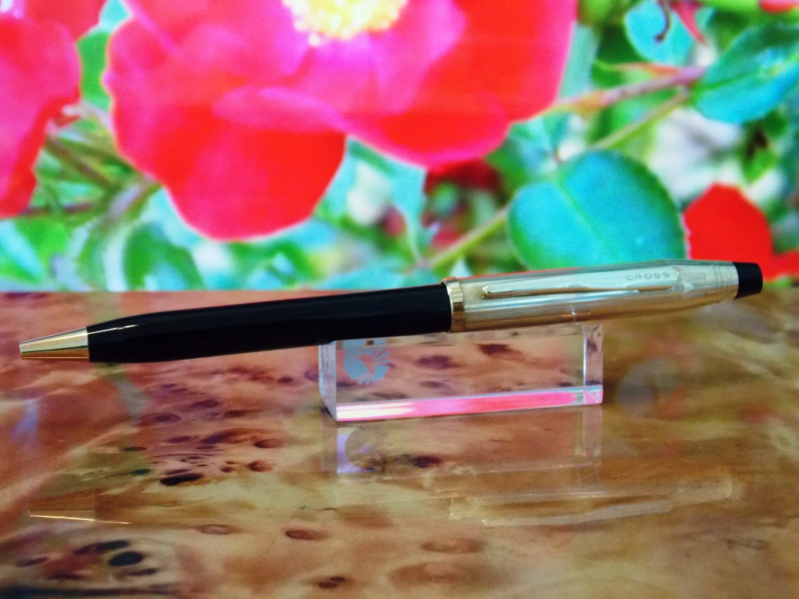 CROSS 10K GOLD FILLED CENTURY ll BALLPOINT PEN & black laquer usa made ...