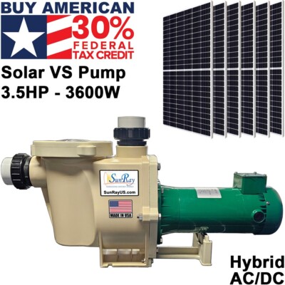 3.5HP Solar Pool Pump ONLY SunRay 180v to 240v 160GPM SunVS DC Motor ...