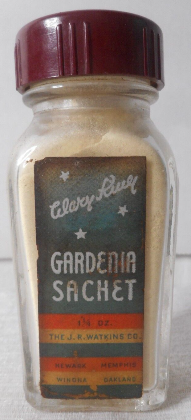 Gardenia Sachet Powder 1 1/4oz Square Glass Bottle JR Watkins Owen ...