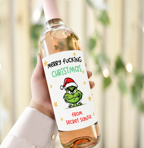 Christmas Personalised Wine Bottle Label Secret Santa Funny Rude Gift ...