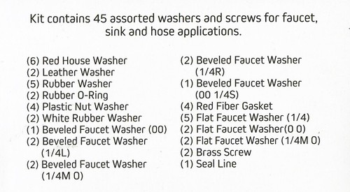 Peerless 45-PCS PLUMBING REPAIR KIT Washers Screws Faucet Sink Bathroom ...