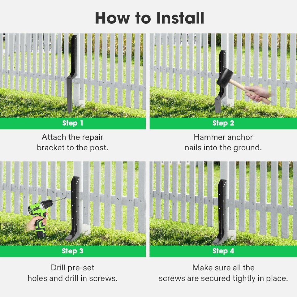 VIVOSUN 2/4/6/8 Pack Wood Fence Post Repair Kits "H" Design Ground ...