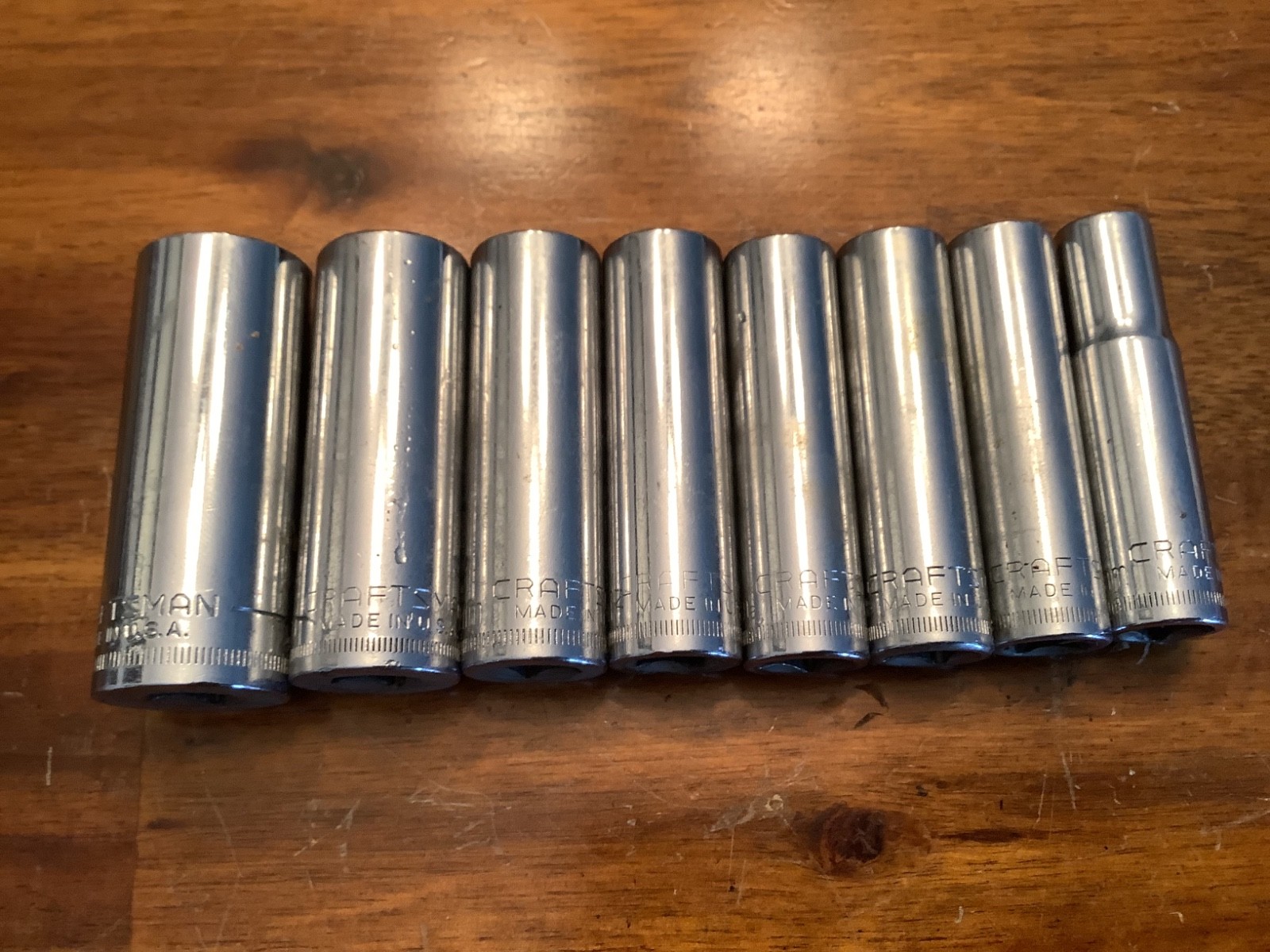 Vintage 8 Piece CRAFTSMAN -V- Series 3/8" Drive 6 pt METRIC Deep Socket Set | eBay