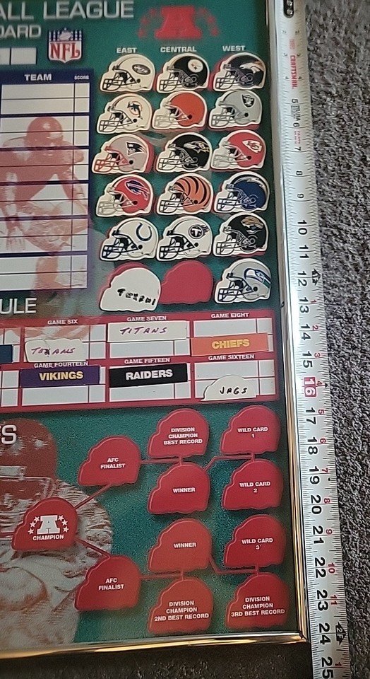 Vintage NFL Magnetic Team Standings Board 31 (32) Helmet P&K Superbowl ...