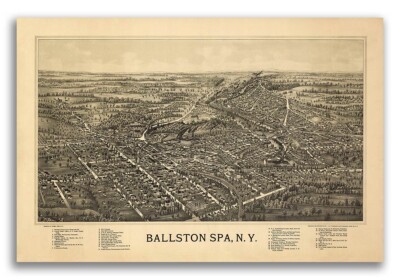 1890s Ballston Spa New York Vintage Old Panoramic NY City Map - 20x30 ...