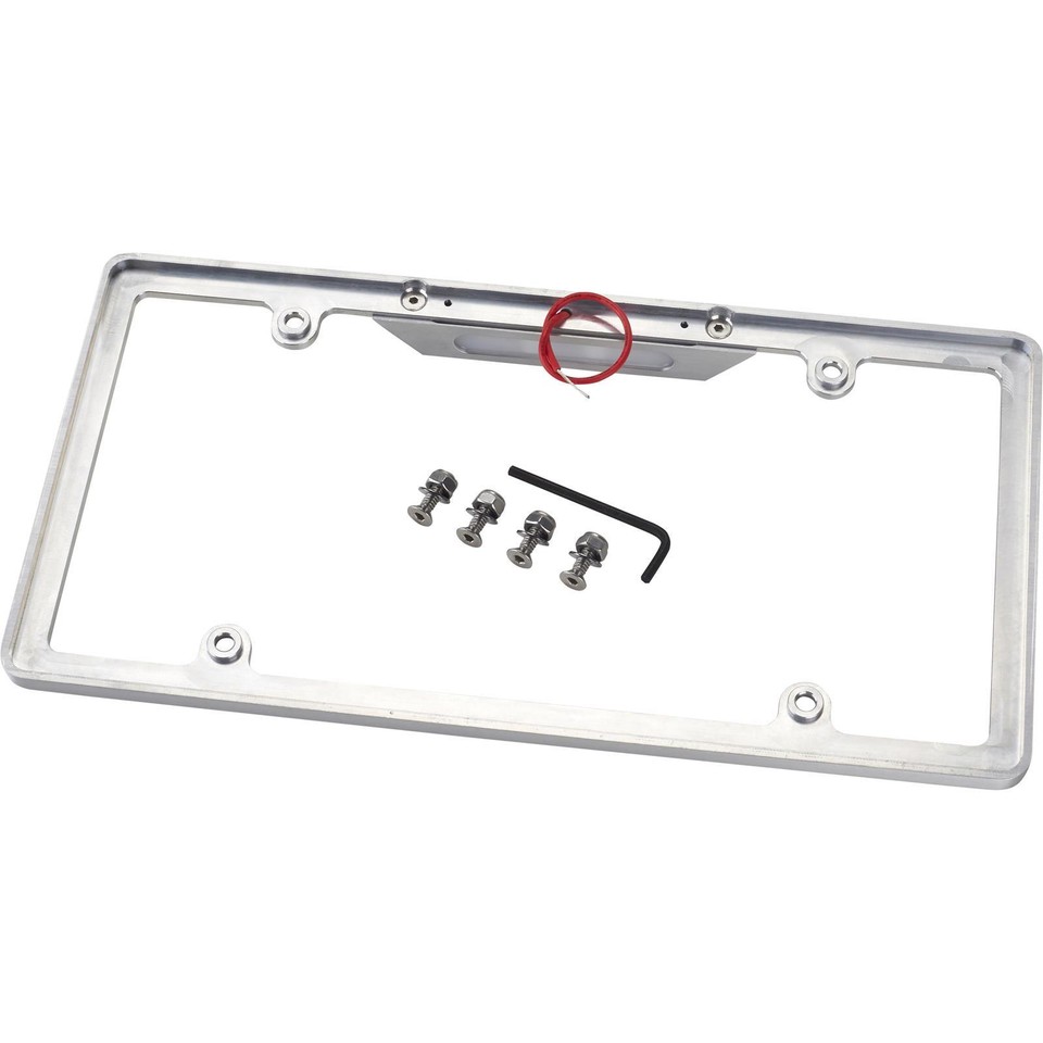 Billet Aluminum License Plate Holder with Light, 12V Illumination, 12. ...