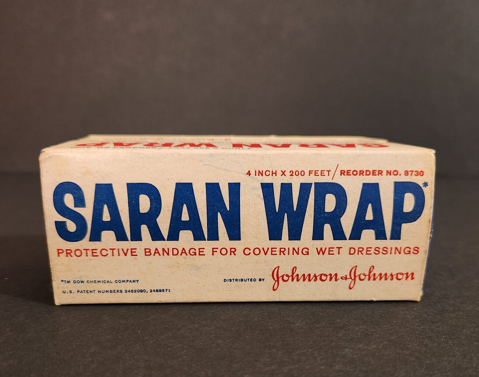 1963 Johnson & Johnson Saran Wrap Dressing Bandage Roll, Box Unopened ...