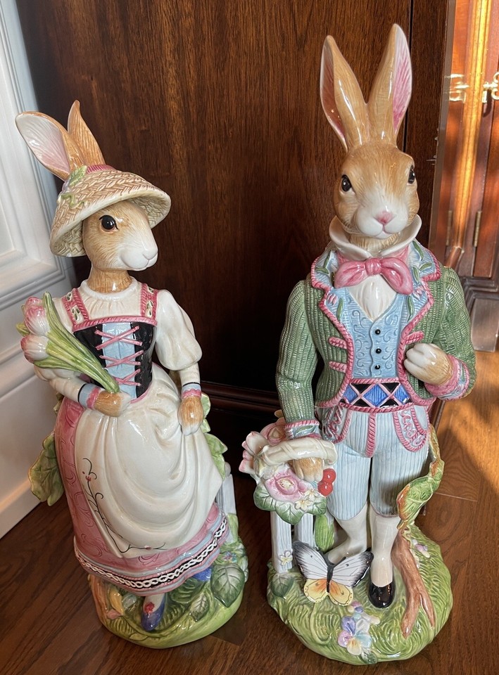 Pair Of Vintage Fitz and Floyd Classic Old World Rabbits Bunny Large ...