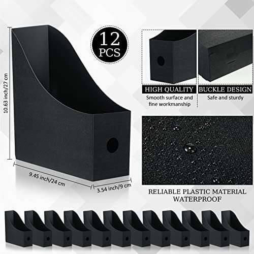 12 Pack Magazine File Holder Plastic Desk Organizer Magazine Holder ...