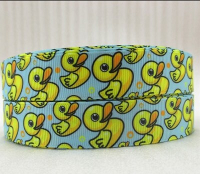 7/8" grosgrain printed ribbon Hair Bow Supply 1043349 Rubber Duck Ducky ...