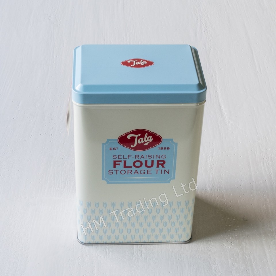 Set of 2 Plain & Self Raising Flour Storage Tins Kitchen Canister ...
