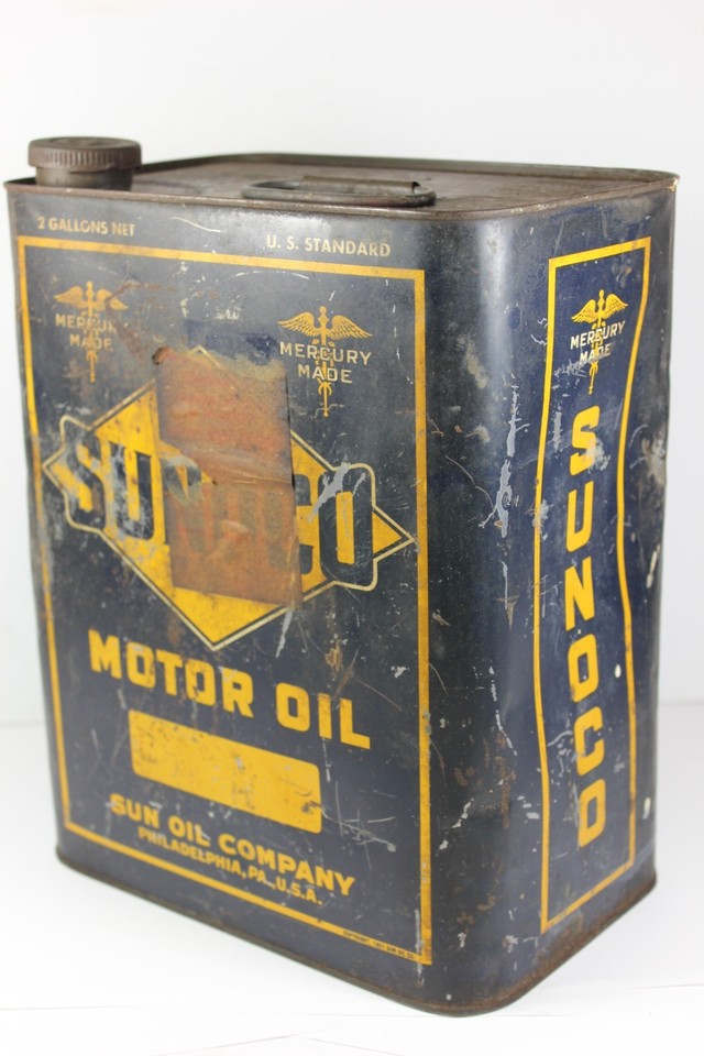 SUNOCO Two (2) Gallon Motor Oil Can Mercury Made - SUN OIL COMPANY, PA ...