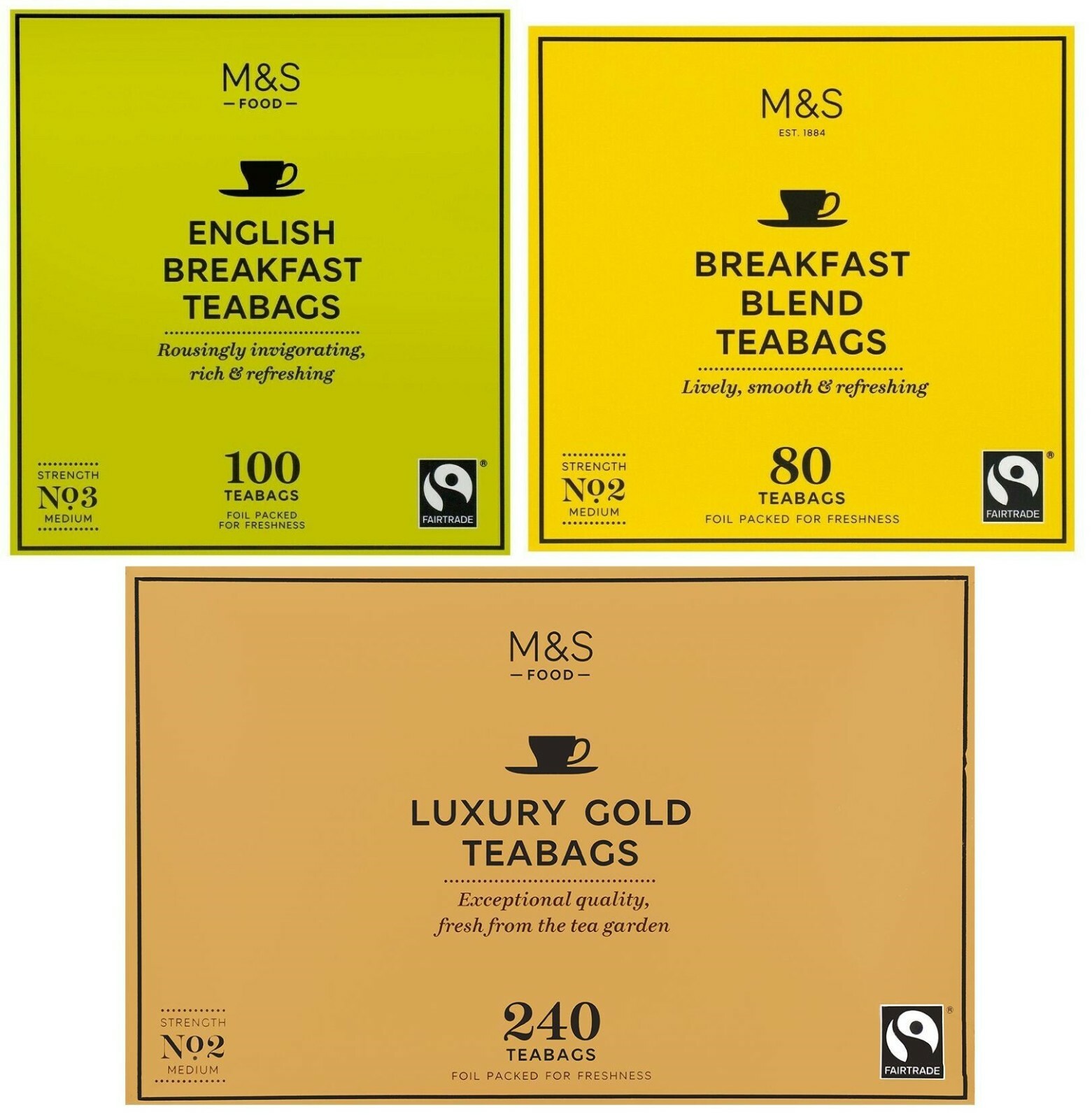 M&S Tea Selection English Breakfast Luxury Gold & Decaffinated Tea Bags ...