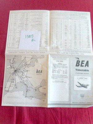 N° 13813 bis / dépliant BEA timetable of principal services valid 11 ...