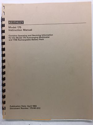 Keithley 175 Autoranging Multimeter Instruction Manual P/N 175-901-01C ...