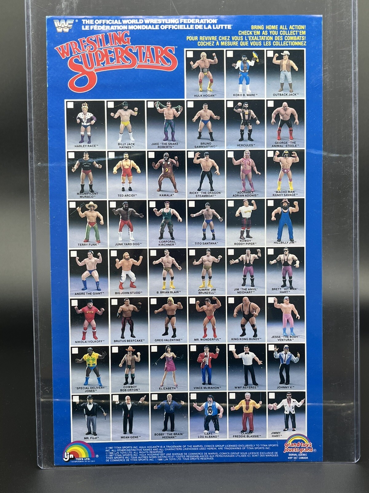 MEGA RARE 1985 WWF WRESTLING SUPERSTARS LJN checklist poster (came wity ...