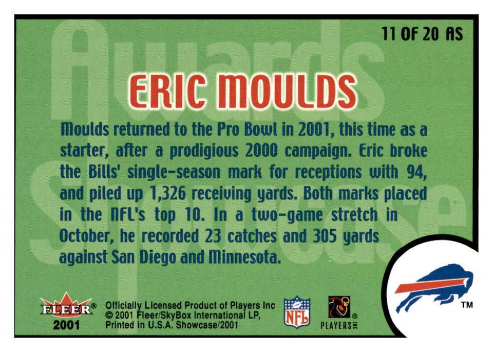 2001 Fleer Showcase Awards Showcase Eric Moulds 11AS | eBay
