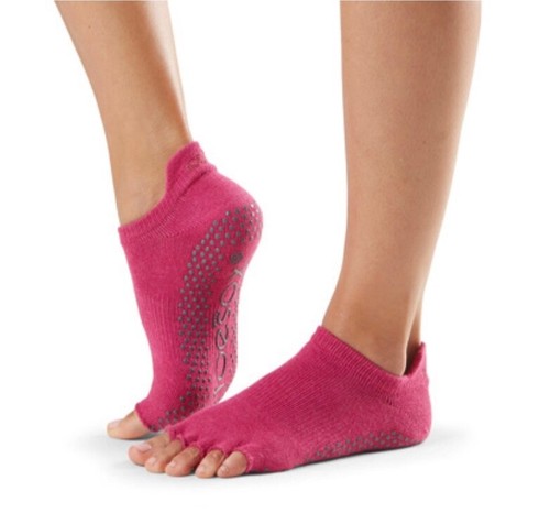 TOESOX NWT Size M (8.5-10.5) Pink Low Rise Half Toe Grip Pilates Yoga ...