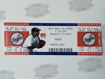 2004 Cincinnati Reds at Los Angeles Dodgers Ticket 5/16/04 Griffey Jr 2 ...